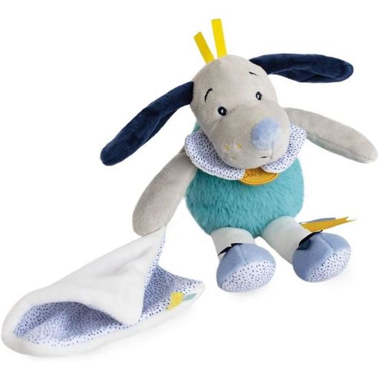 BABY NAT' - Peluche Chien avec Doudou Mouchoir - 22 cm - Gris-Vert ...