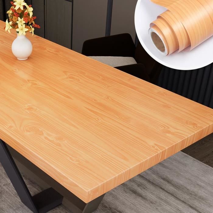 Grain de bois Table à manger papier peint auto-adhésif étanche vinyle ...