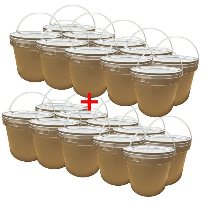 Lot de 20 x Seau 10 L litres en Plastique avec Couvercle – Étanche ...