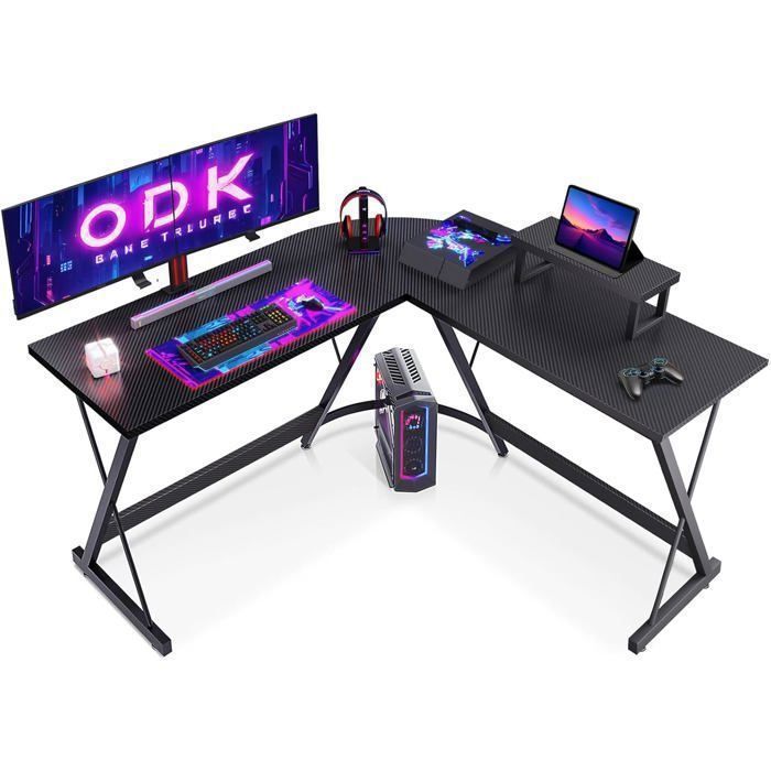 Bureau Gaming Angle Coleshome, Fibre de Carbone Noir, 127x127cm ...