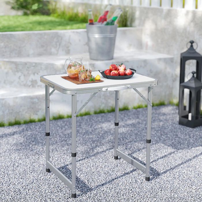 Table pliante camping,hauteur réglable,aluminium MDF,blanc - Cdiscount ...