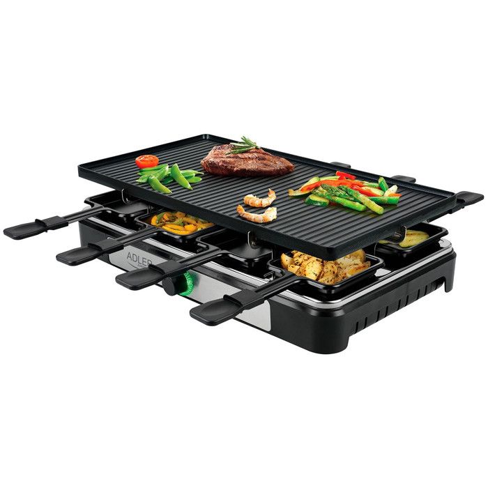 Raclette électrique ADLER AD6616 avec poêle - Plancha sans fumée de ...