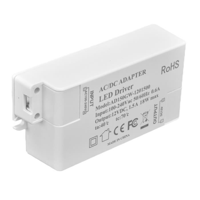 Pilote De Led Driver Led 18W Transformateur D'Alimentation Ac100‑240V À ...