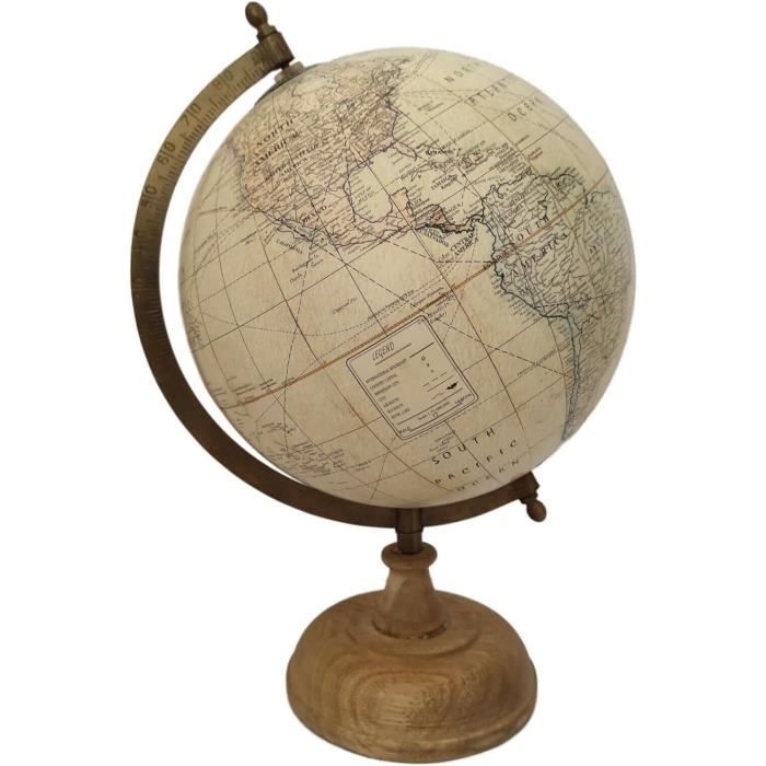 Geographic Atlantic Wold Map Globes Rotatifs 20,3 Cm Beige Globe ...