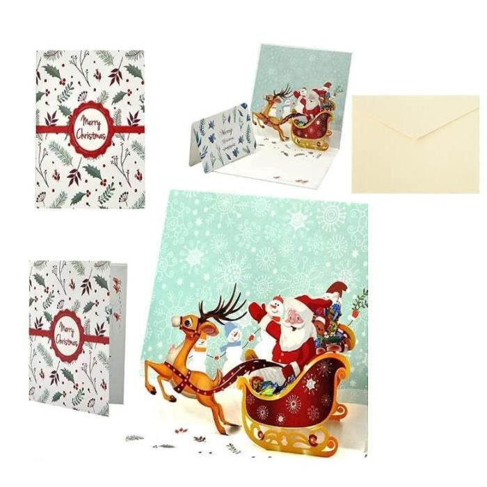 Carte de voeux Noël,carte de voeux de Noël 3D créatif,carte de cadeau ...