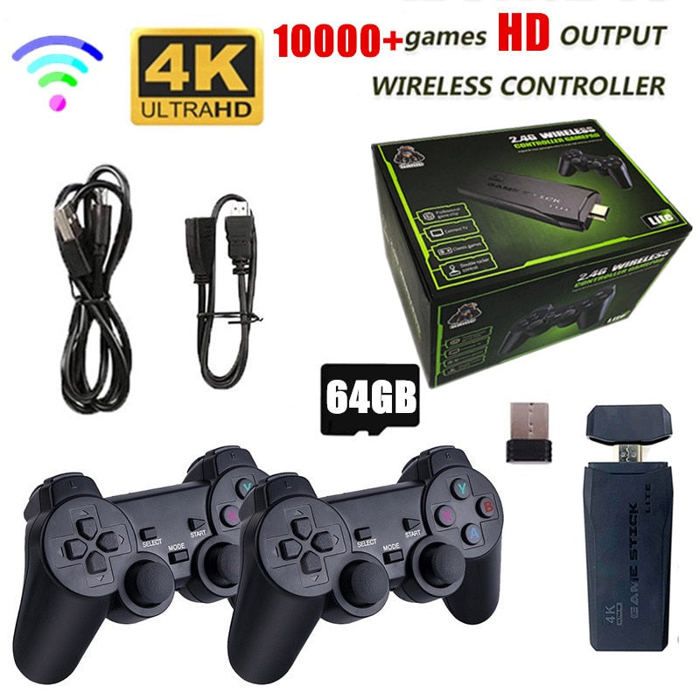 Console de Jeux vidéo 2.4G Double Contrôleur Sans Fil 4K, Emulateur ...