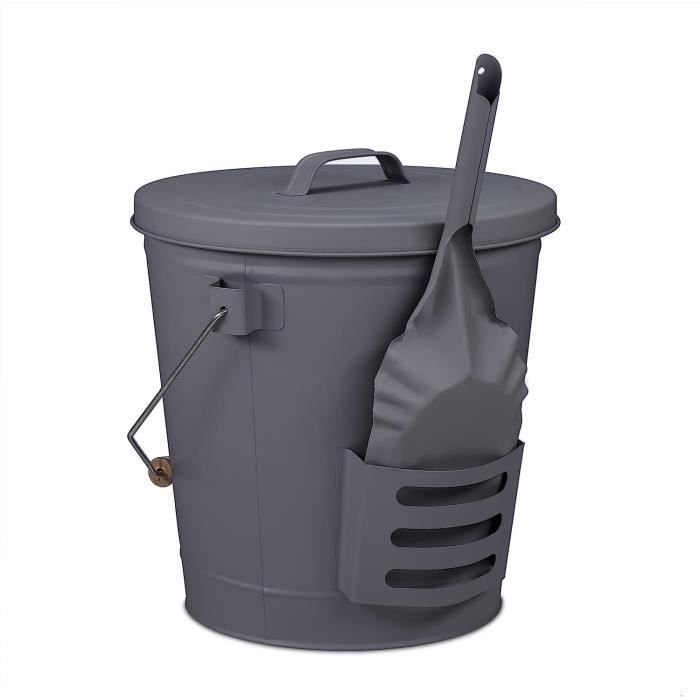 Seau à Cendres, avec Couvercle, 19 litres, poignée de Transport, bac à ...
