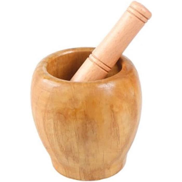 Pilon et mortier en Bois Massif mortier et Pilon Bol de broyage ...