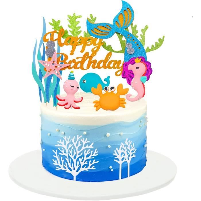 Monde Sous-Marin Cake Toppers, La Vie Marine Anniversaire Gâteau ...