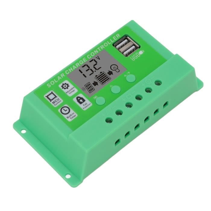 EJ.life PWM Solar Charge Controller, LCD 12V 24V Self Adaptive PV Solar Controller for Farm for ...