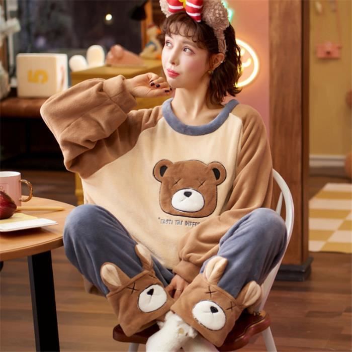 PYJAMA Femme - Hiver Pyjama Confortable mode Homewear - marron XY ...