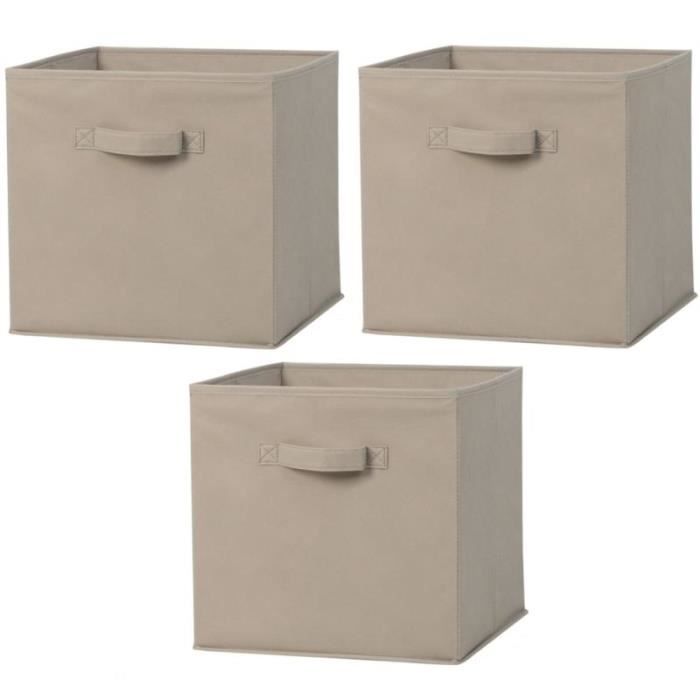CUBE DE RANGEMENT EN TISSU 3 TAUPE - Cdiscount Maison