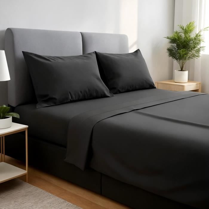 Ensemble De Draps 4 Pièces 180X190-200Draps De Lit En Microfibre De ...