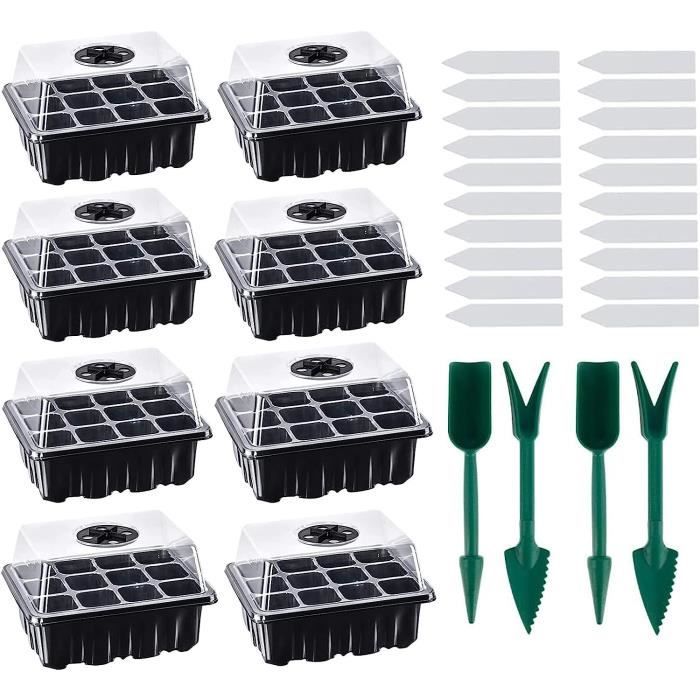8 Pièces Mini Serre pour Semis, 96 cellules Serre Interieur Plateaux de ...