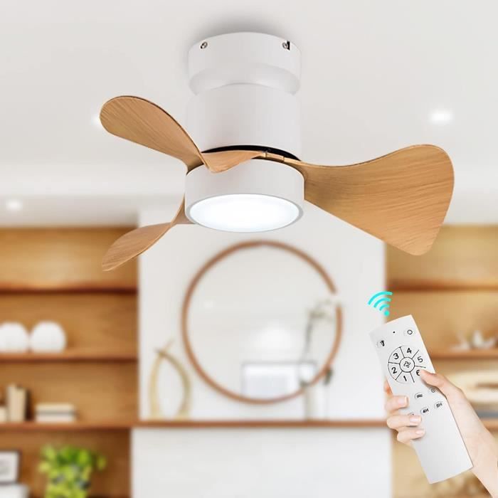 KNVSS Mini Ventilateur Plafond Avec Lumiere Et Télécommande Silencieux ...
