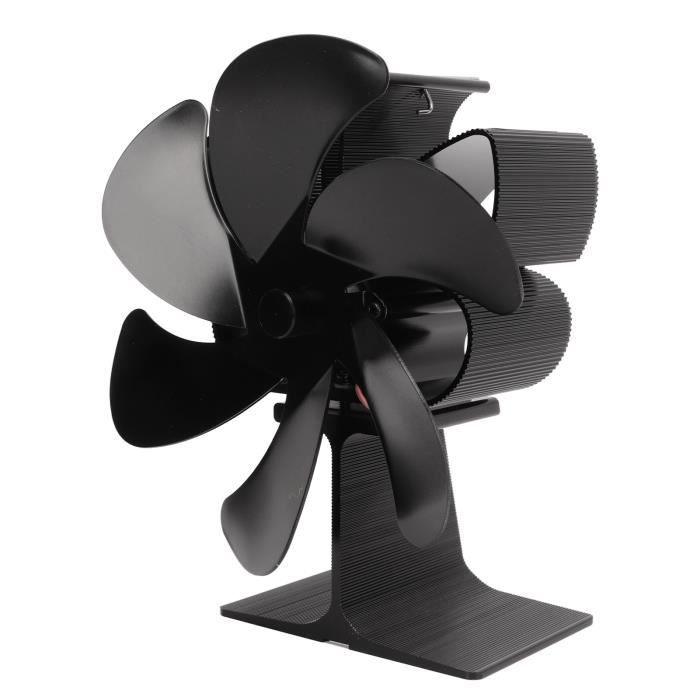 VBESTLIFE Ventilateur de poêle Poêle à 6 lames Eco Fan Noir Auto ...