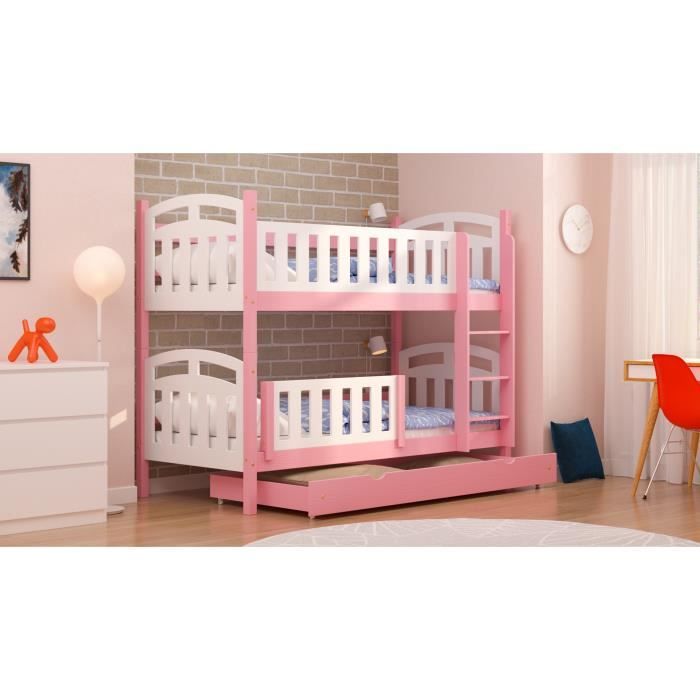 WNM Group Lit Superposé avec Barriere - Lit 2 Places pour Filles et ...