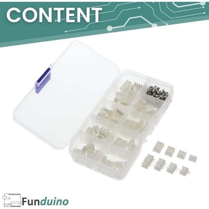 FUNDUINO JST XH2.54 Kit de connecteurs 230 pièces 2P 3P 4P 5P 2,54 mm.[Z1727] - Cdiscount Bricolage