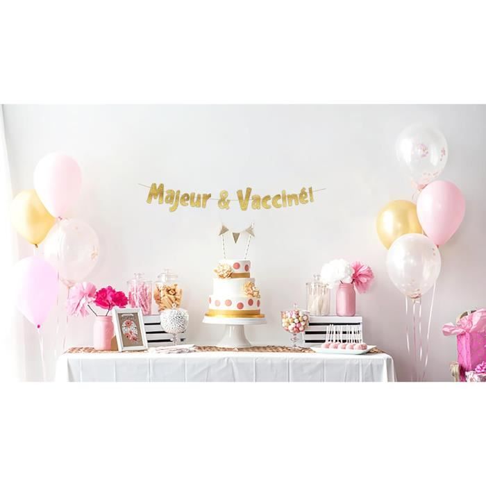 "Bannière dorée à paillettes « Majeur et vacciné » – Bannière de fête d ...