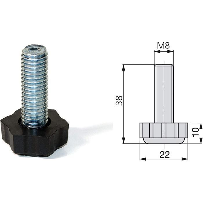 2020605 Pied vérin pour meuble, filetage M8x30mm, Set de 20 Pièces[722 ...