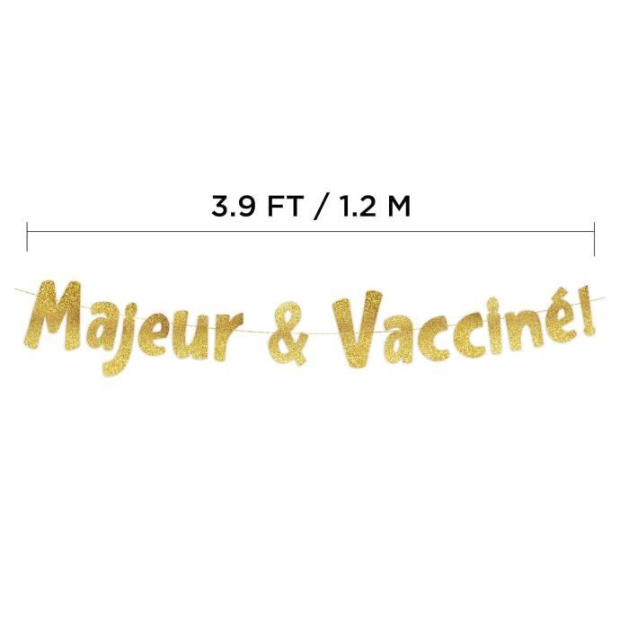 "Bannière dorée à paillettes « Majeur et vacciné » – Bannière de fête d ...