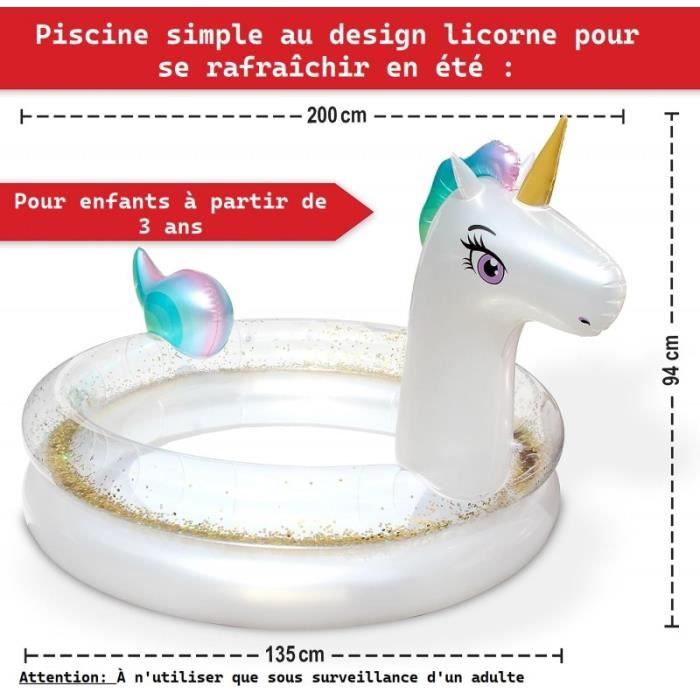 Piscine gonflable - BB LOISIR - Licorne - 200x135x90 cm - À partir de 3 ...