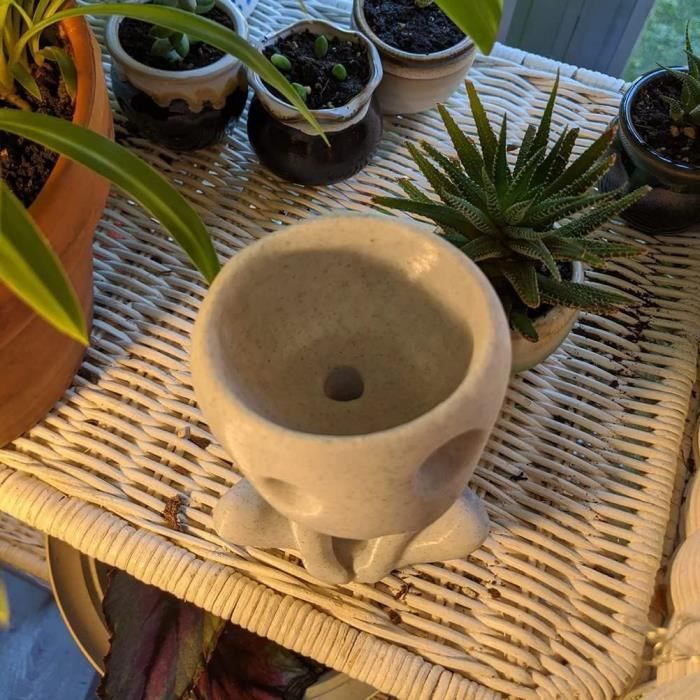 Pots De Plantes Avec Trou De Vidange Résine Mignon Visage Lumineux ...