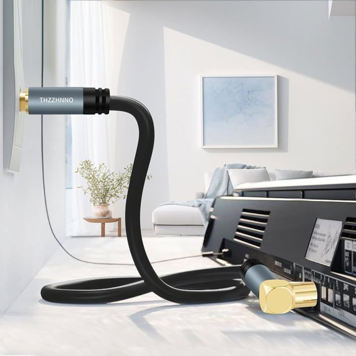 TV Antenne Droite Angle RG6 Coaxiaux Câble 2M,Plaqué or 90 degrés Angle ...