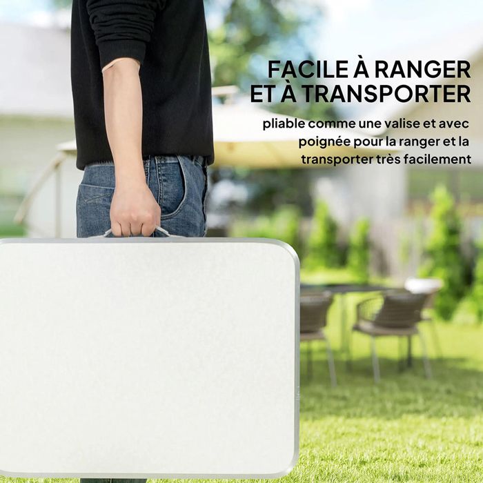 Table pliante camping,hauteur réglable,aluminium MDF,blanc - Cdiscount ...