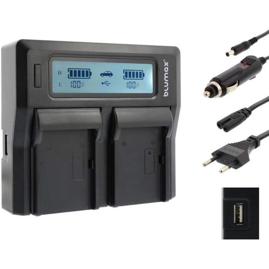 Chargeur Dual Pour Batteries Type Np-F970-Np-F960-Np-F990-Np-F550-Np-F750-Np-Fm50-Np-Fm500H-Np ...