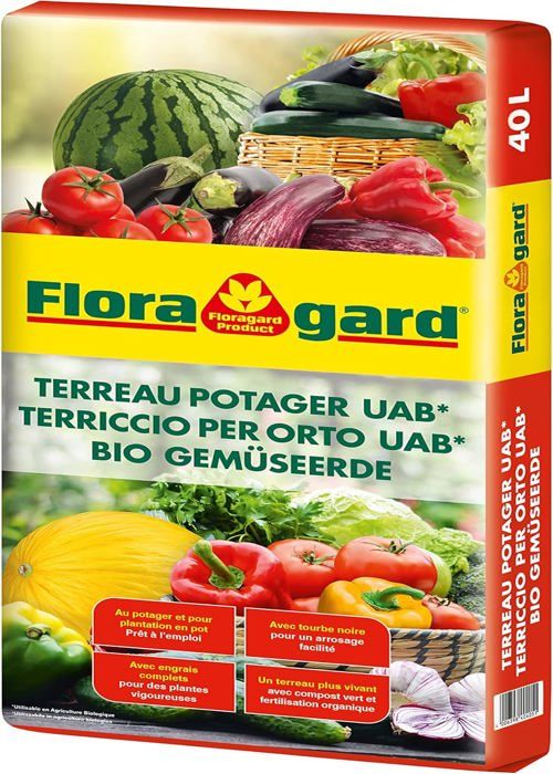 Floragard Terreau Potager UAB - pour tomates, courgettes, aubergines et ...