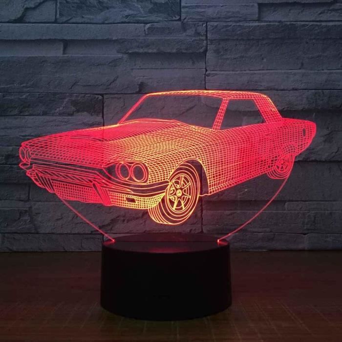 3D Lampe Illusion Optique Voiture De Dessin Animé Led Veilleuse ...