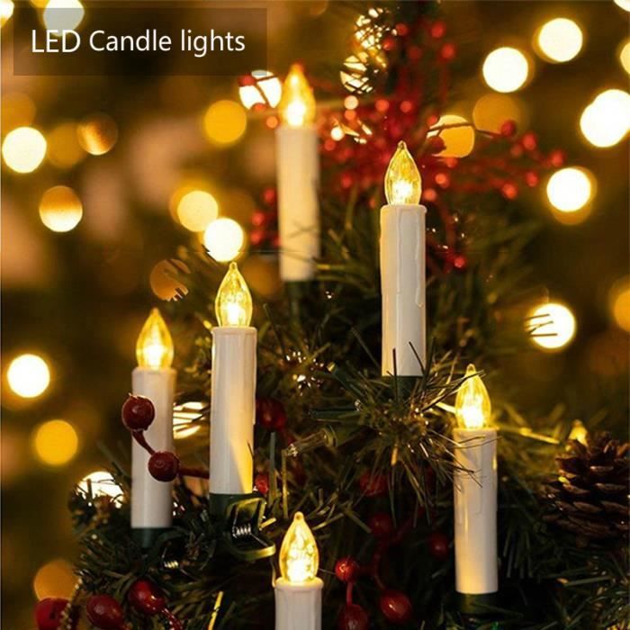 Guirlande Lumineuse de Noël avec 20 Bougies Crèmes， LED Blanc Chaud à Pince pour Sapin ...
