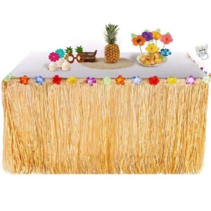 Jupe de Table - Hawaïenne - 276x75cm - Hibiscus - Décor Tropical - Fête ...