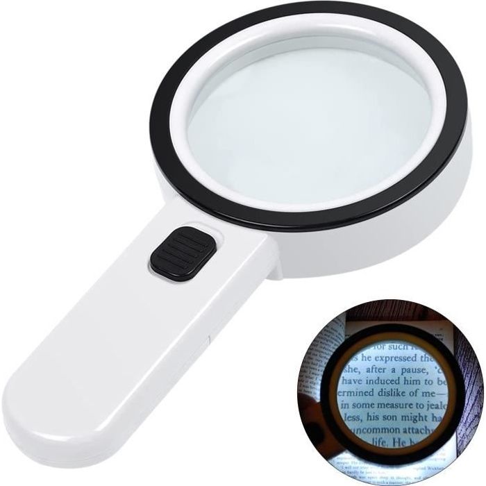 Loupe de Lecture éclairéeLoupe 30X avec 12 LED LumièreLoupe Grossissante à mainLoupe Eclairante ...