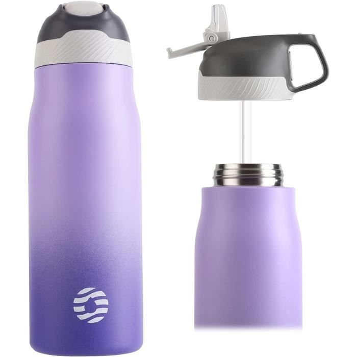 Fjbottle Gourde Enfant Inox Avec Paille, 550Ml-710Ml Bouteille Isotherme Sans Bpa, Bouteille D ...