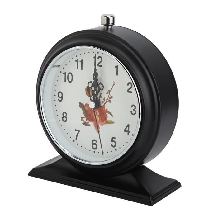 HURRISE Réveil rétro Réveil lumineux de nuit en métal vintage à double ...