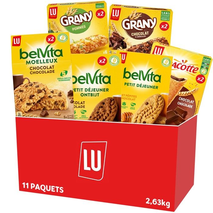 LU - La Grande Boîte Petit Déjeuner (10 Paquets) : Belvita Miel Choco ...