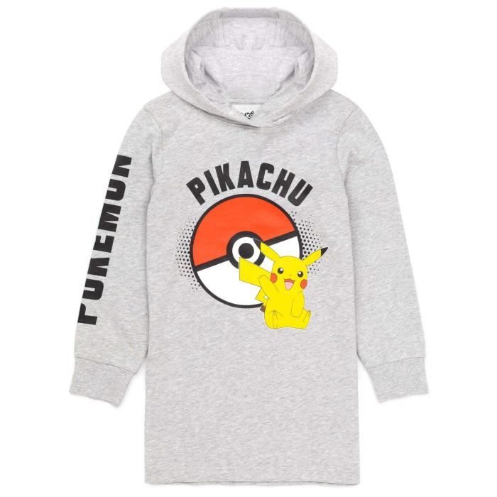 Robe à capuche Pikachu - Pokemon - Fille - Gris - Imprimé Pokéball et ...