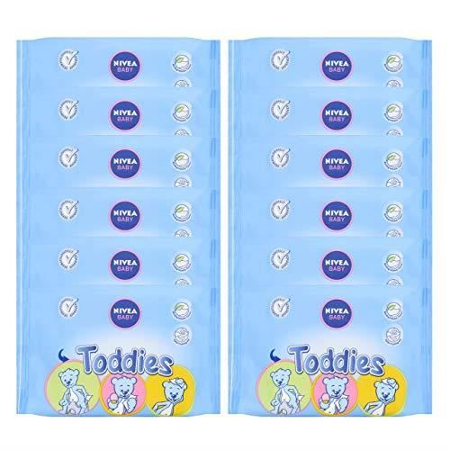 NIVEA Baby Lingettes Toddies (12 x 60 pces), lingettes nettoyantes bébé ...