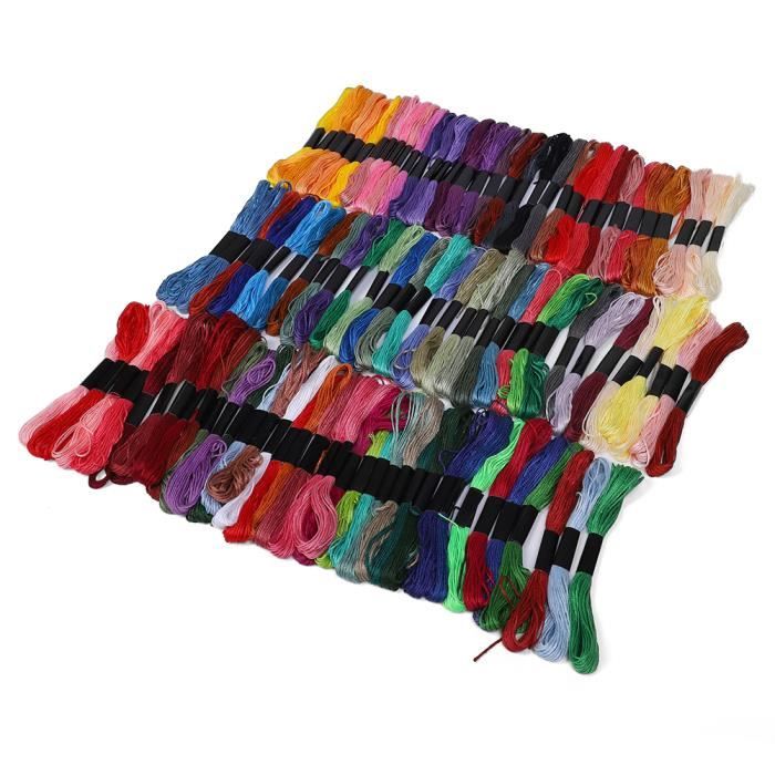 Qiilu Fil de broderie Fil à Broder 100 Couleurs Écheveaux à Points ...