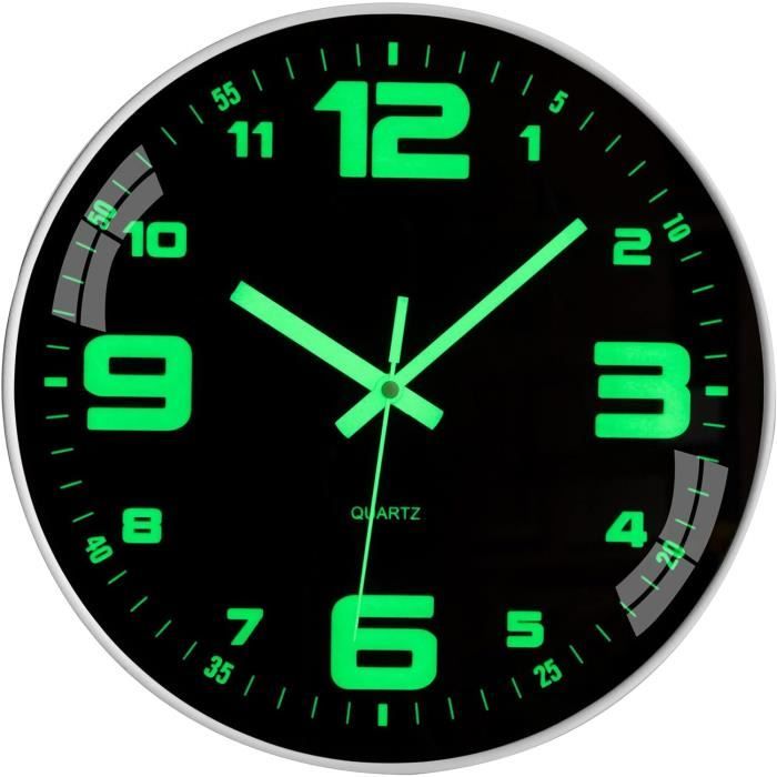 Horloge Murale Lumineuse Silencieuse 30Cm Pendule Murale Fluorescente ...