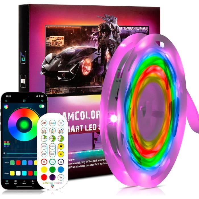 Ruban Led 5M, Bande Led Rgbic Lumineuse Flexible Multicolore Contrôlé Par Télécommande App ...
