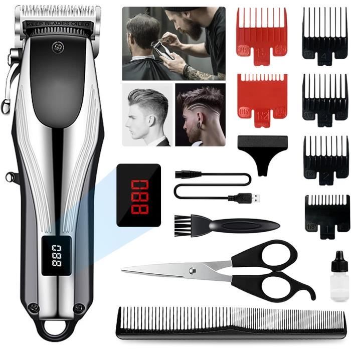 Tondeuse Cheveux Hommes, Kit Tondeuse Barbe Electriques Professionnelle, Sans Fil Tondeuse À ...