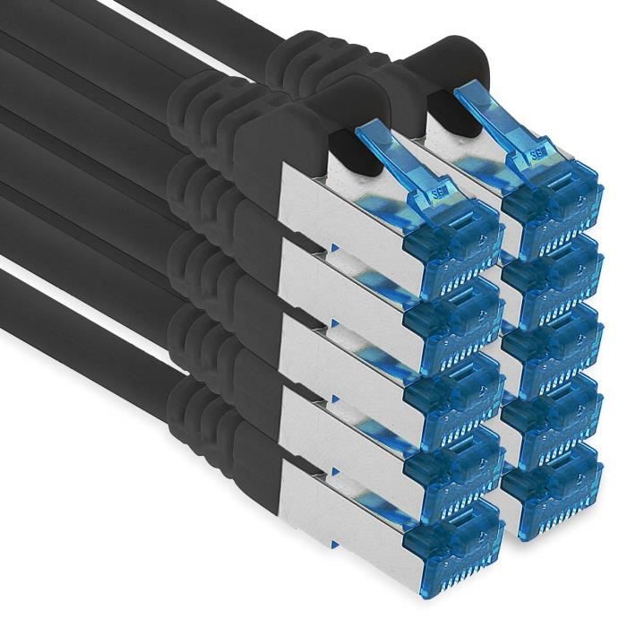 Câble Patch - 10X 0,25M Ethernet, Réseau, Câble Lan Cat6A (Pour Réseaux ...