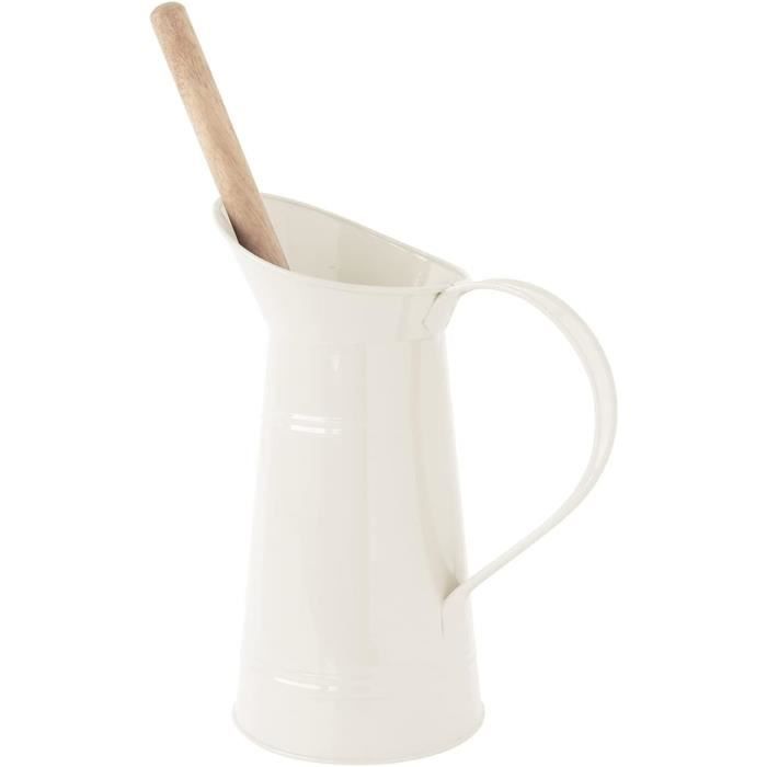 Bassine à balai, métal et bois, ivoire, 20,5 x 12,5 x 36 cm[m246 ...