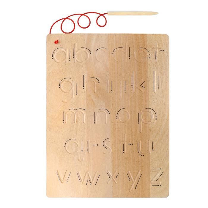 YRHOME Tableau de traçage de l'alphabet en bois Tableau d'apprentissage ...