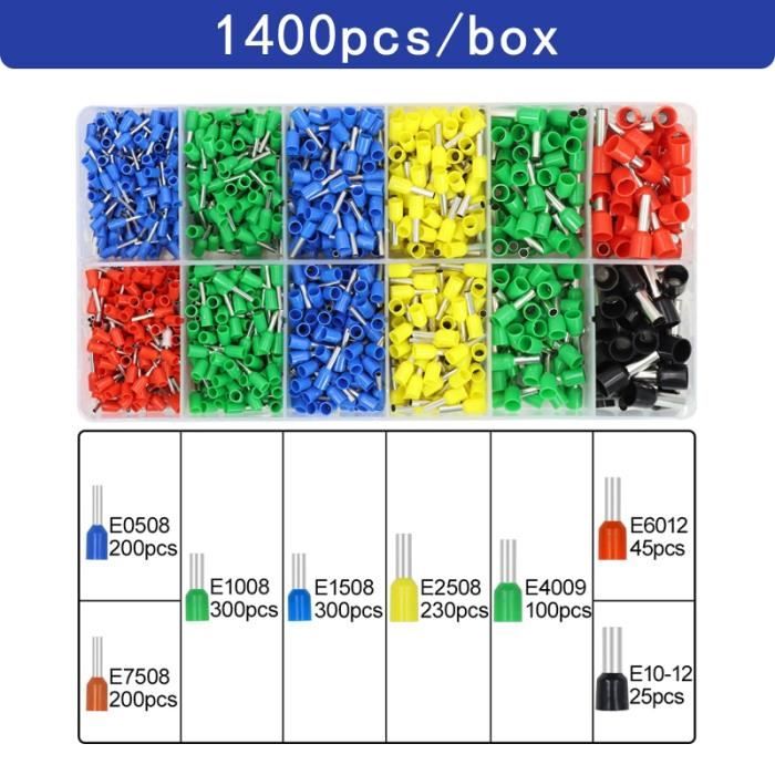COSSE ELECTRIQUE,1400pcs box--Terminal tubulaire en boîte divers styles ...