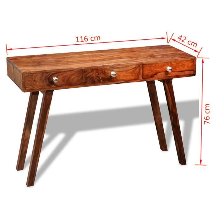 TAM Table console avec 3 tiroirs 76 cm Bois massif de Sesham 85816 ...