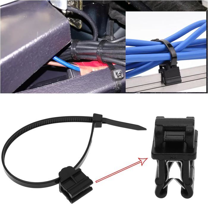 Lot de 20 supports d'attache de câble et 20 attaches de câble de 20 cm ...